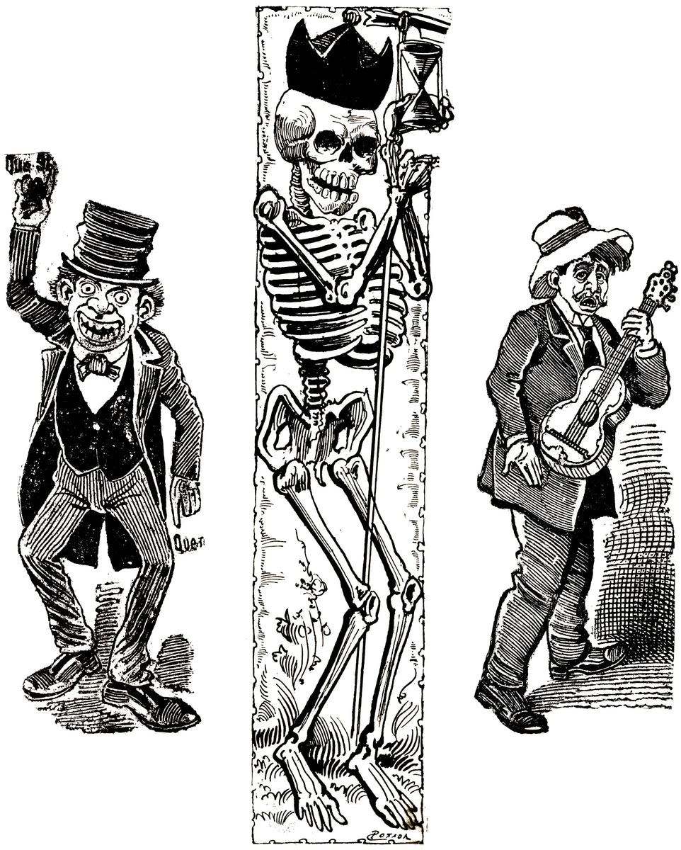 Jose Guadalupe Posada - Madman Skeleton & Musician (1890) - 17" x 22 ...