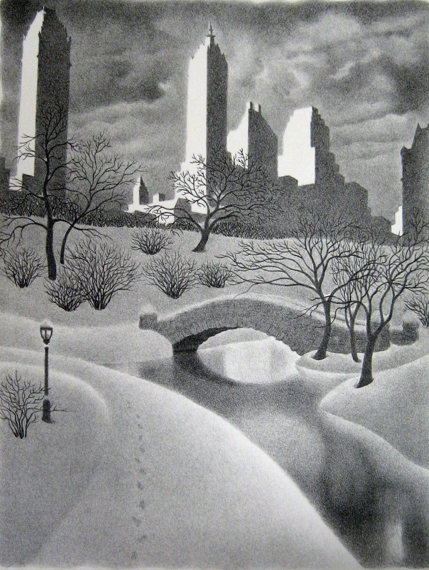 Ellison Hoover - Central Park New York City (1940) Fine Art Print ...