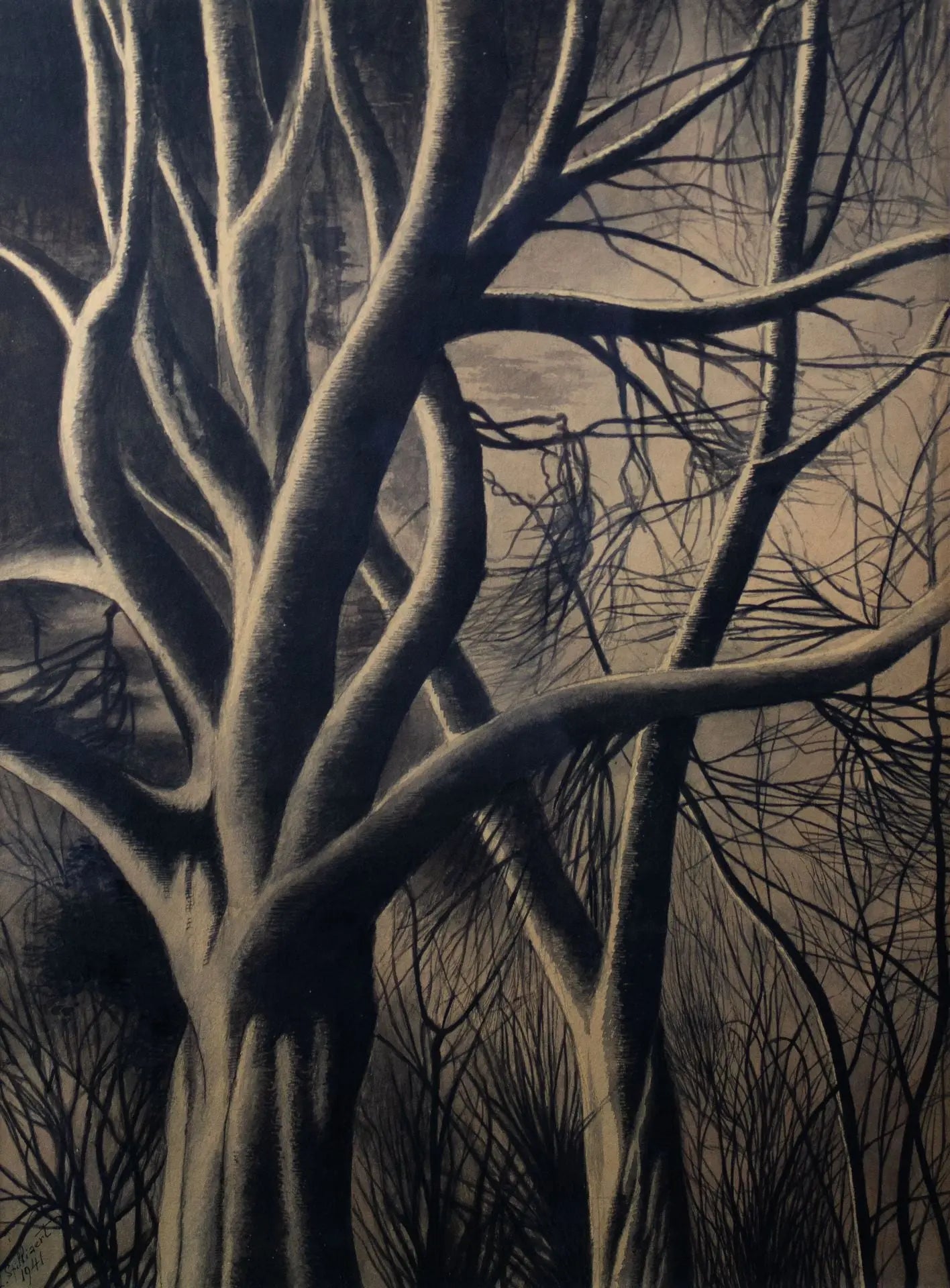Léon Spilliaert - Trees and Branches (1941) Fine Art Print - Jakero77