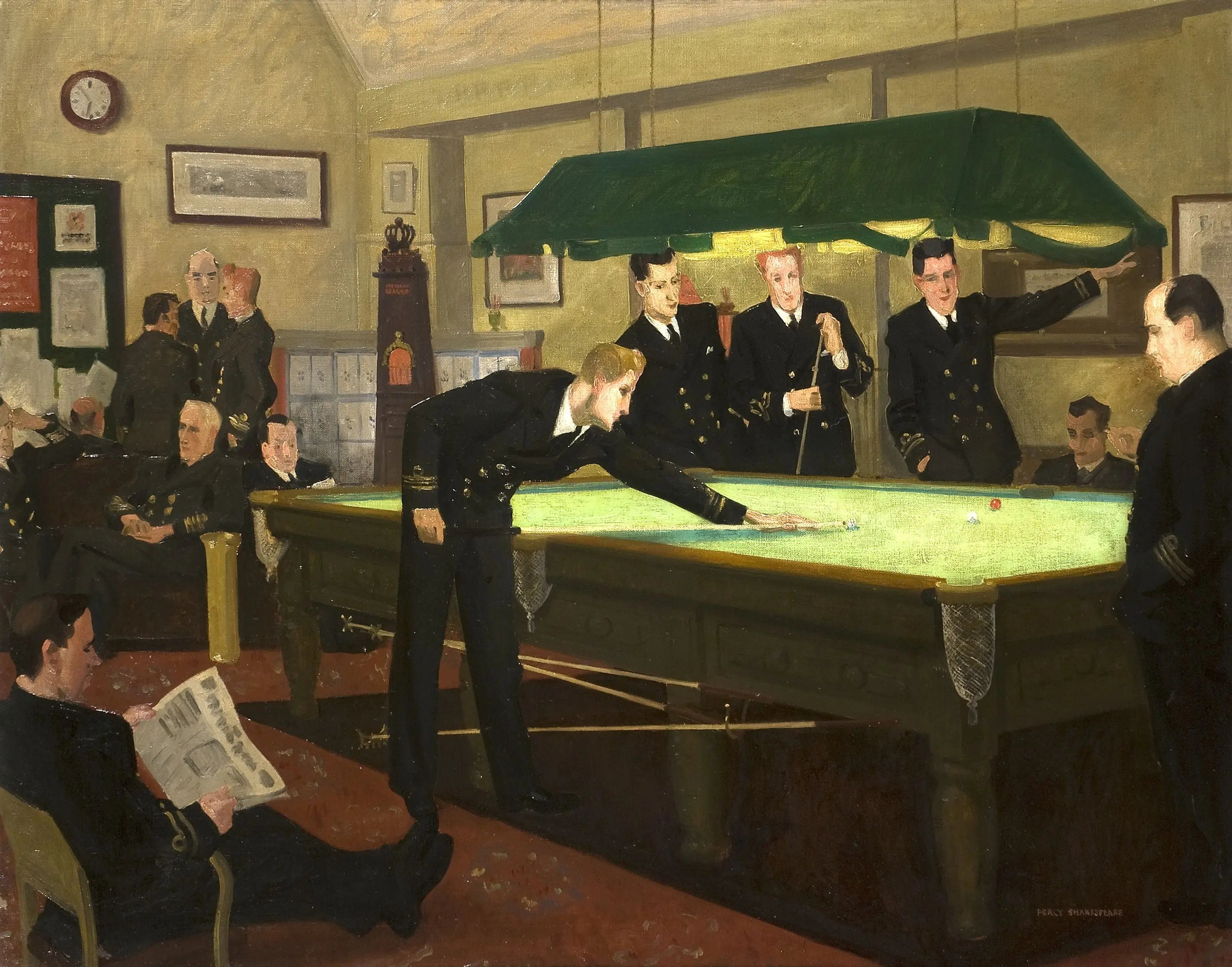 Percy Shakespeare - The Ante Room at HMS Vernon (1942) - 17"x22" Fine ...